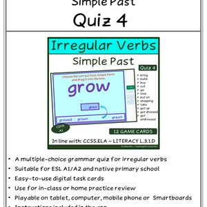 Irregular Past Tense Verbs | Simple Past | Boom™ Cards | Quiz 4 - Etsy