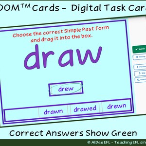 Irregular Past Tense Verbs | Simple Past | Boom™ Cards | Quiz 4 - Etsy