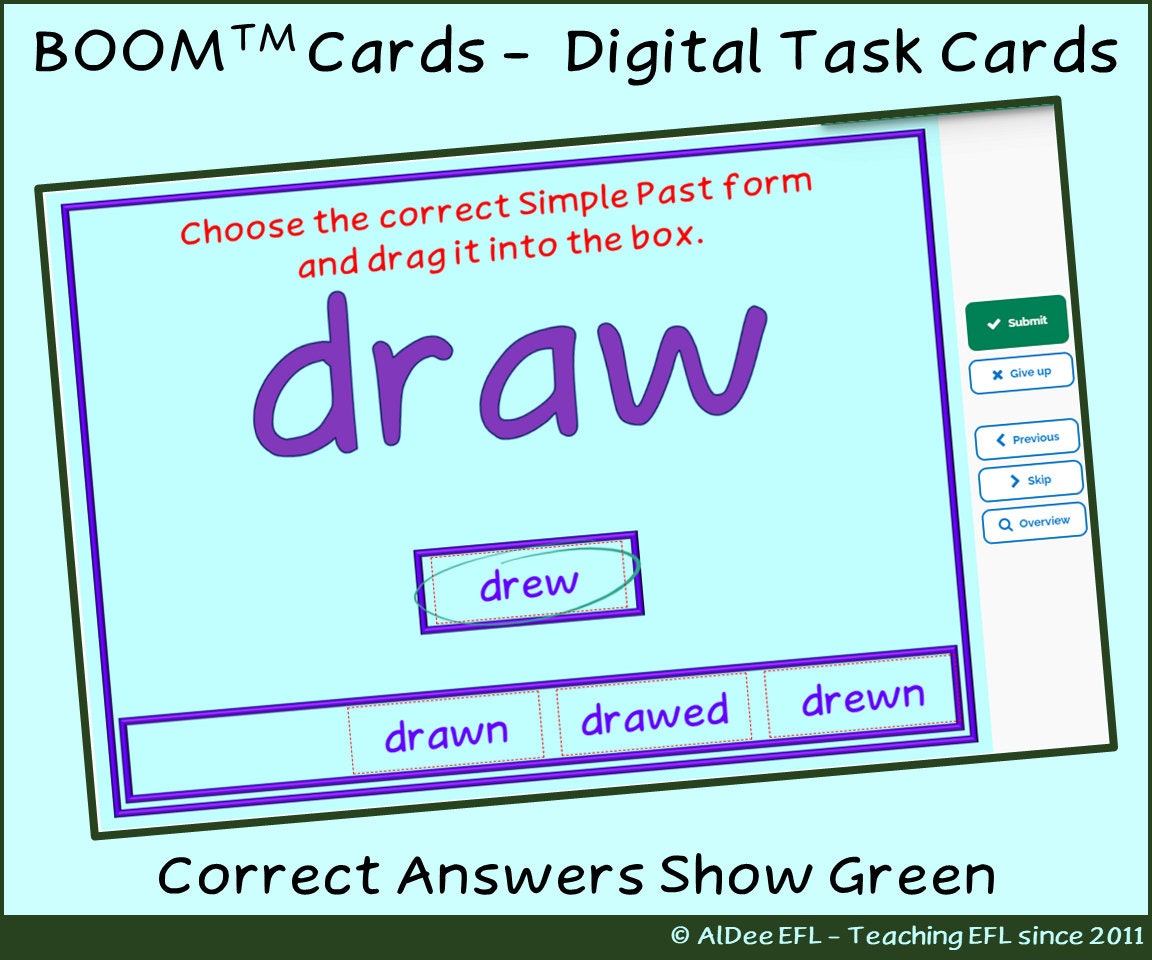 Irregular Past Tense Verbs | Simple Past | Boom™ Cards | Quiz 4 - Etsy