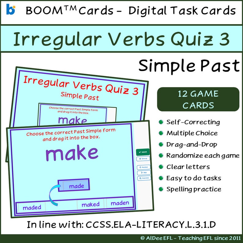 Past Tense Irregular Verbs | Simple Past | Boom™ Cards | Quiz 3 - Etsy
