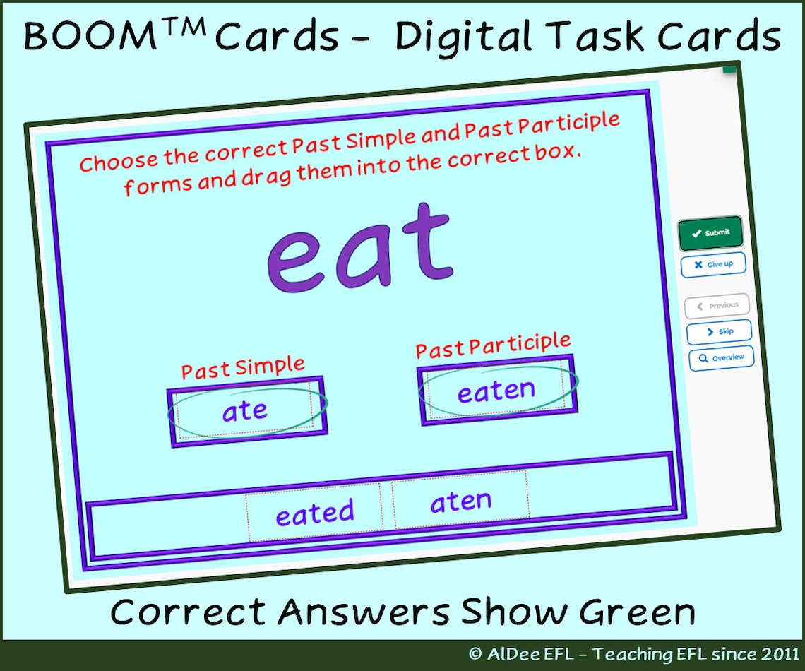 Irregular Verbs Simple Past Past Participle Boom™ Cards Quiz 1 - Etsy
