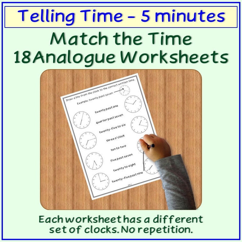 Telling Time to the 5 Minutes 54 No-prep PDF Worksheets letter Size ...