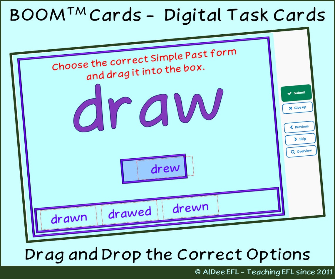 Irregular Past Tense Verbs | Simple Past | Boom™ Cards | Quiz 4 - Etsy