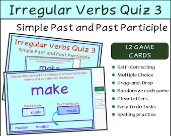 Irregular Past Tense Verbs Simple Past and Past Participle Boom™ Cards ...