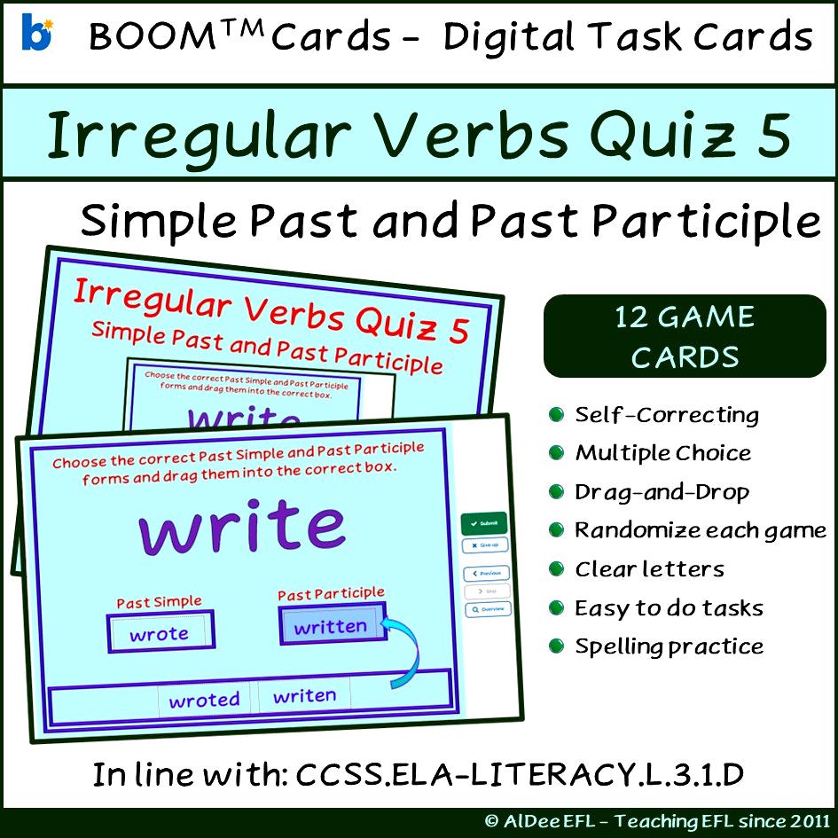 Irregular Simple Past and Past Participle Verb Tense | Boom™ Cards ...