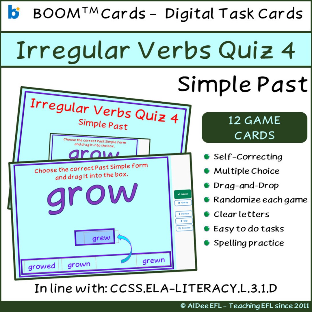 Irregular Past Tense Verbs | Simple Past | Boom™ Cards | Quiz 4 - Etsy