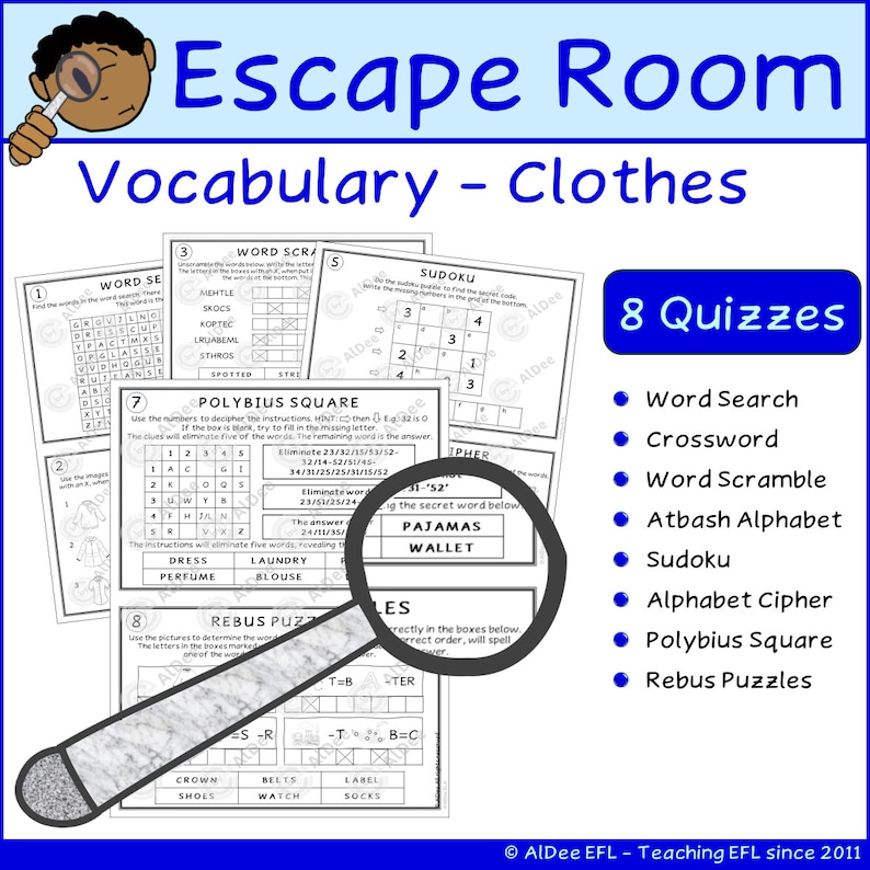 Escape Room Game Printable | Classroom Kit, Vocabulary Puzzles, Team ...