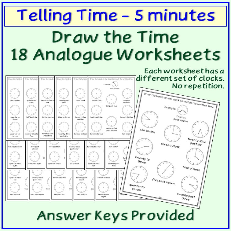 Telling Time Worksheets - 54 No-prep PDF Worksheets - Answer Keys ...