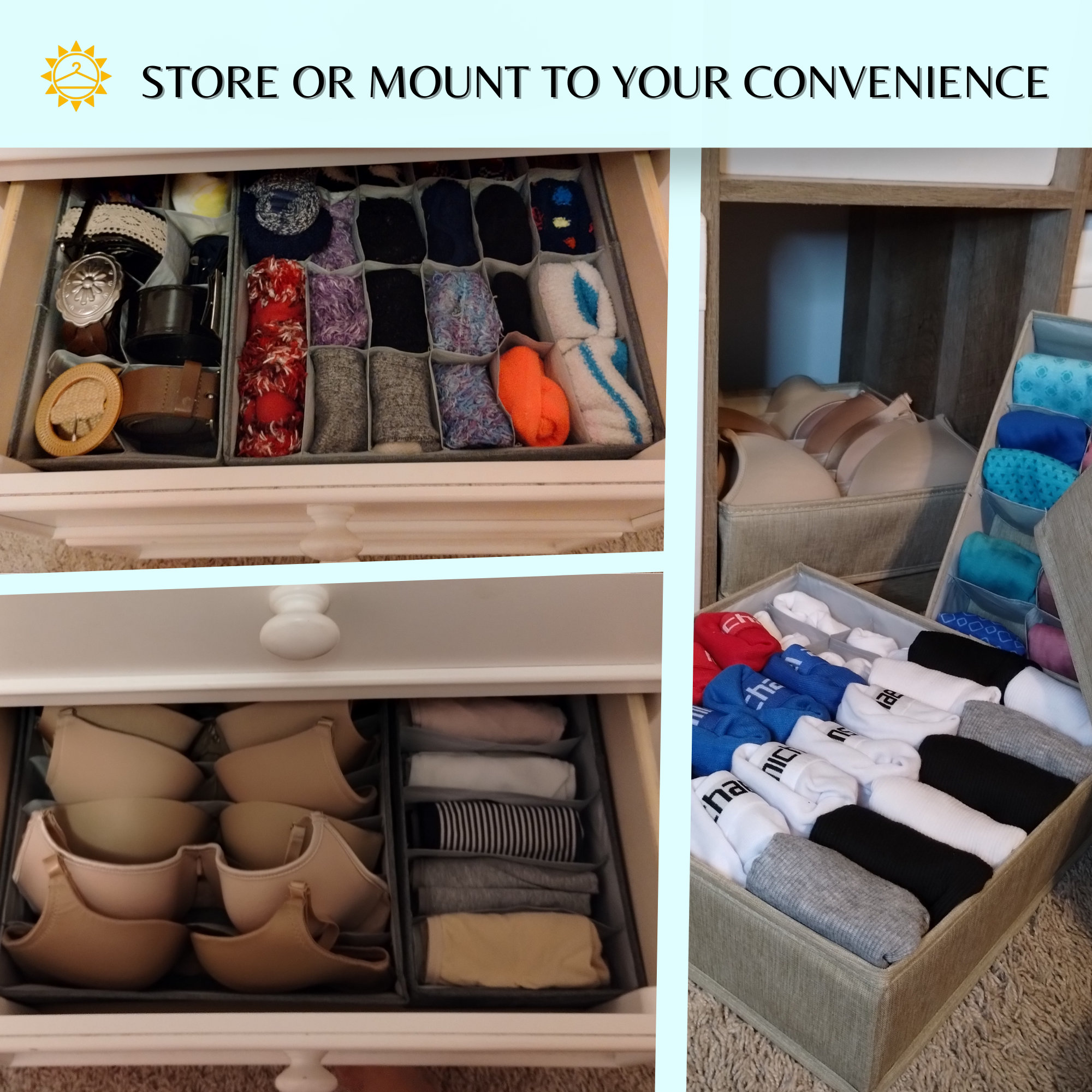 Nelaf Drawer Organizer Underwear - Bra Organizer for Drawer-sock Drawer ...