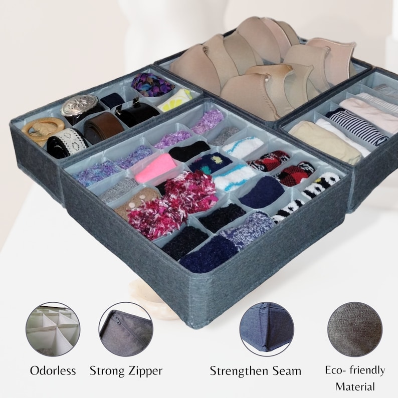 Nelaf Drawer Organizer Underwear - Bra Organizer for Drawer-sock Drawer ...