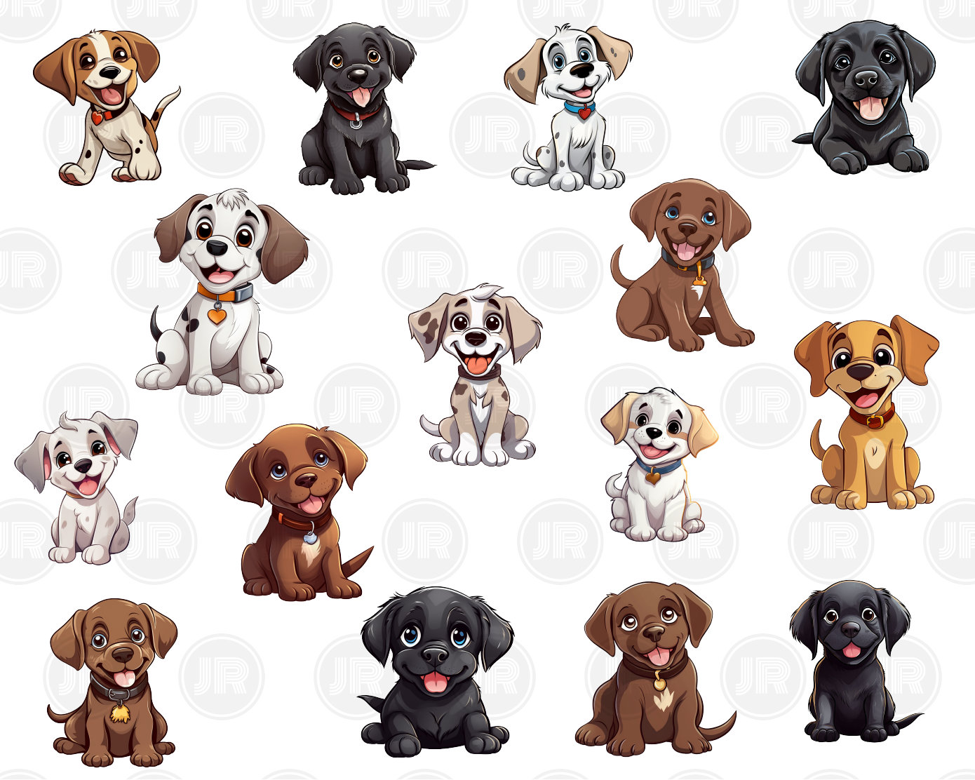 Cute Puppies Clipart 15 PNG Images Digital Download - Etsy