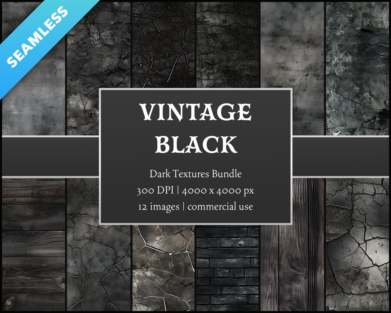 Seamless Vintage Black Textures Digital Paper Vintage Textures ...
