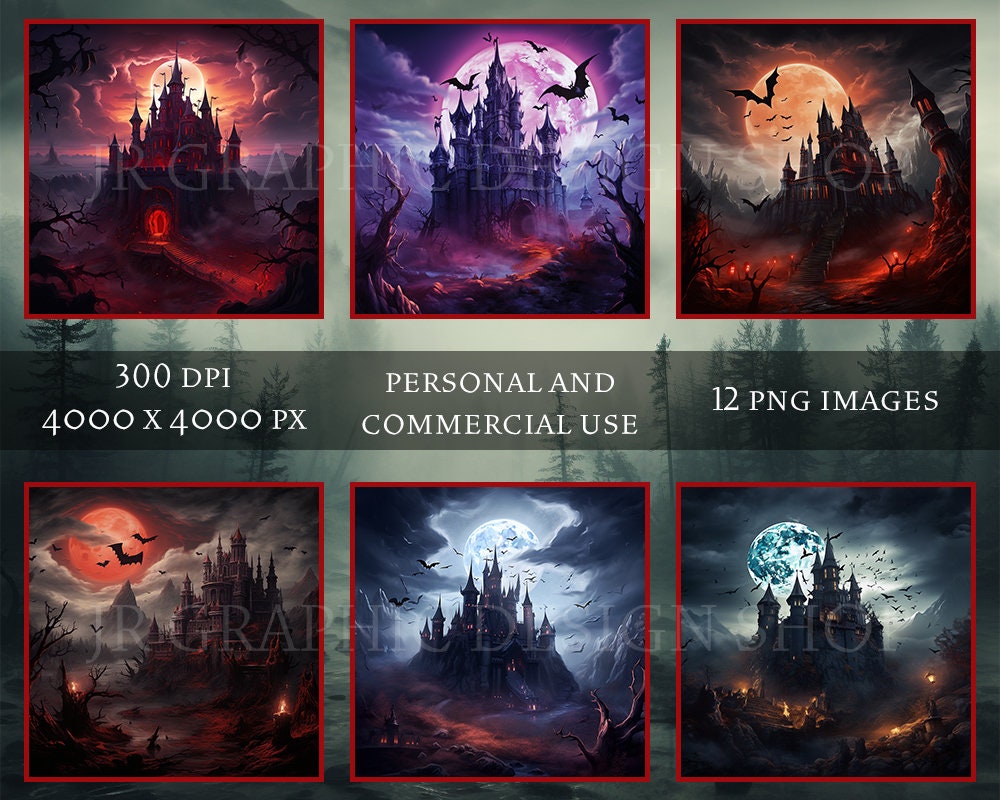 Vampire's Castle | Halloween Backgrounds PNG Bundle | Halloween ...