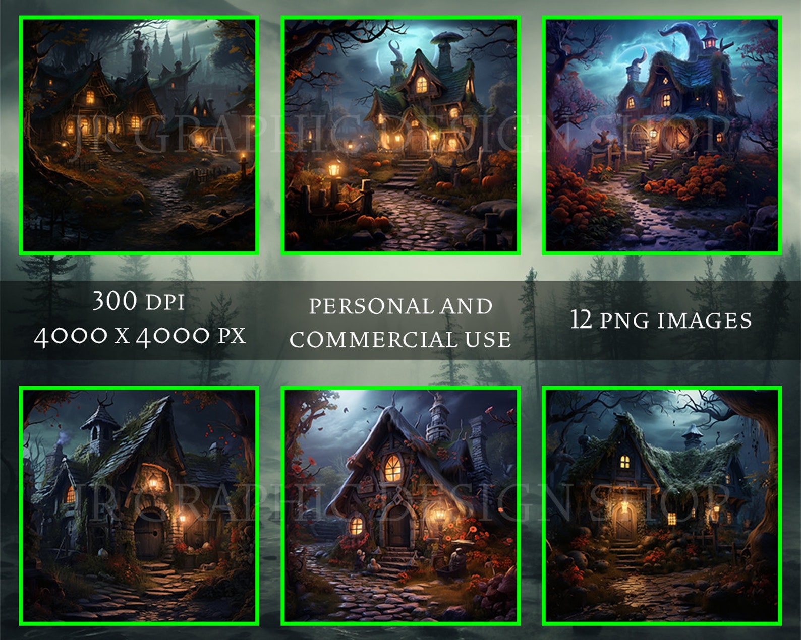 Witch's Lair | Halloween Backgrounds PNG Bundle | Halloween Wallpapers ...