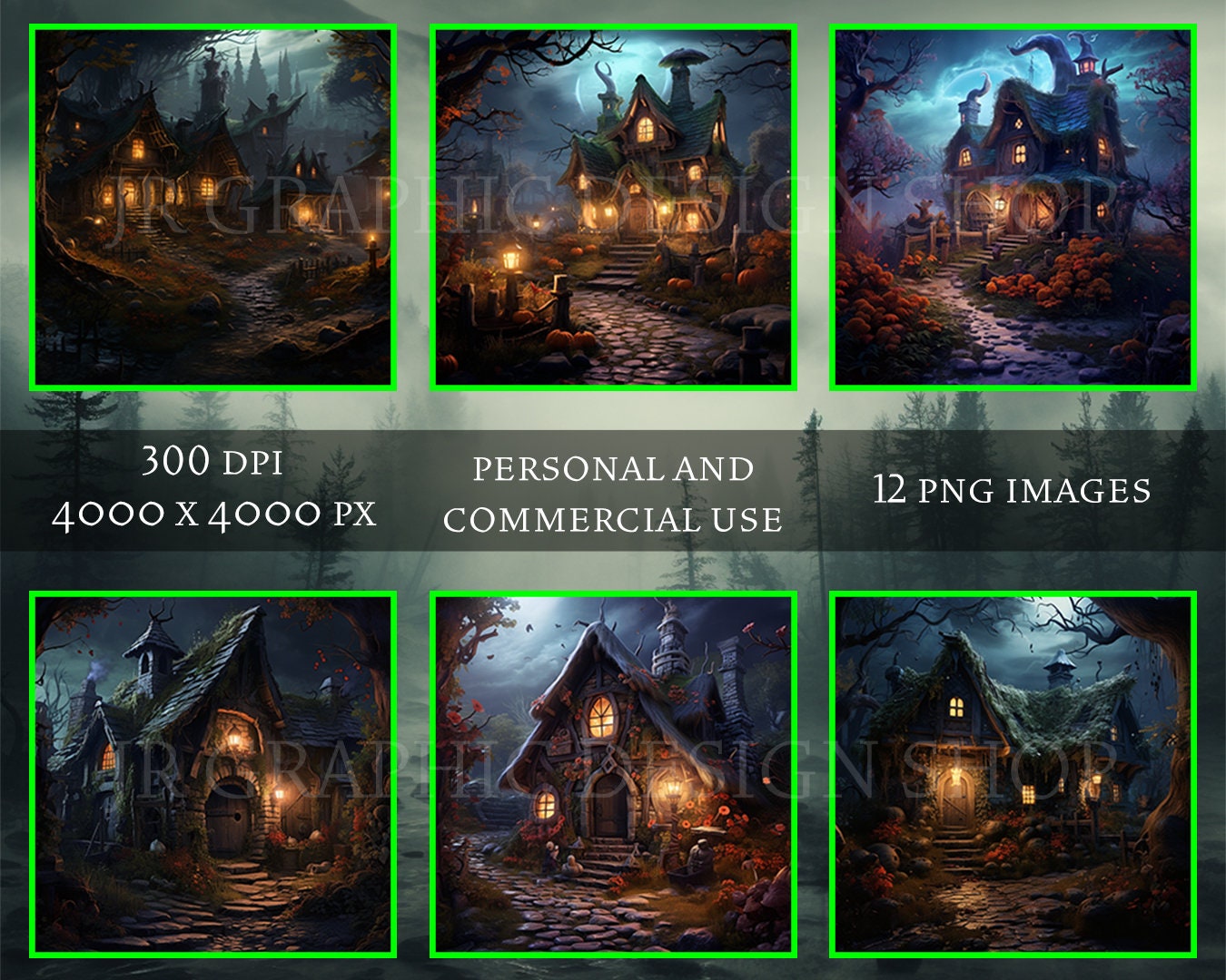 Witch's Lair | Halloween Backgrounds PNG Bundle | Halloween Wallpapers ...
