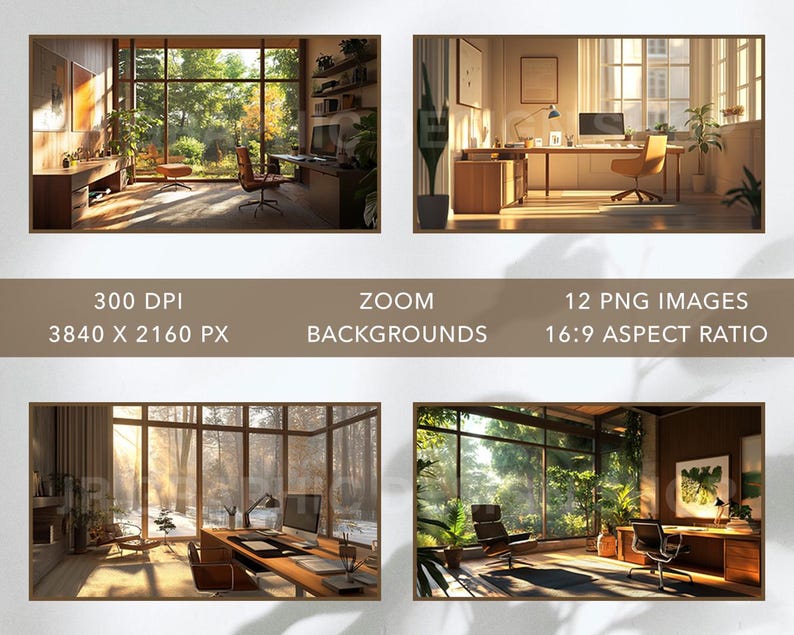 Modern & Cozy Home Office Zoom Backgrounds – Virtual Backgrounds for ...