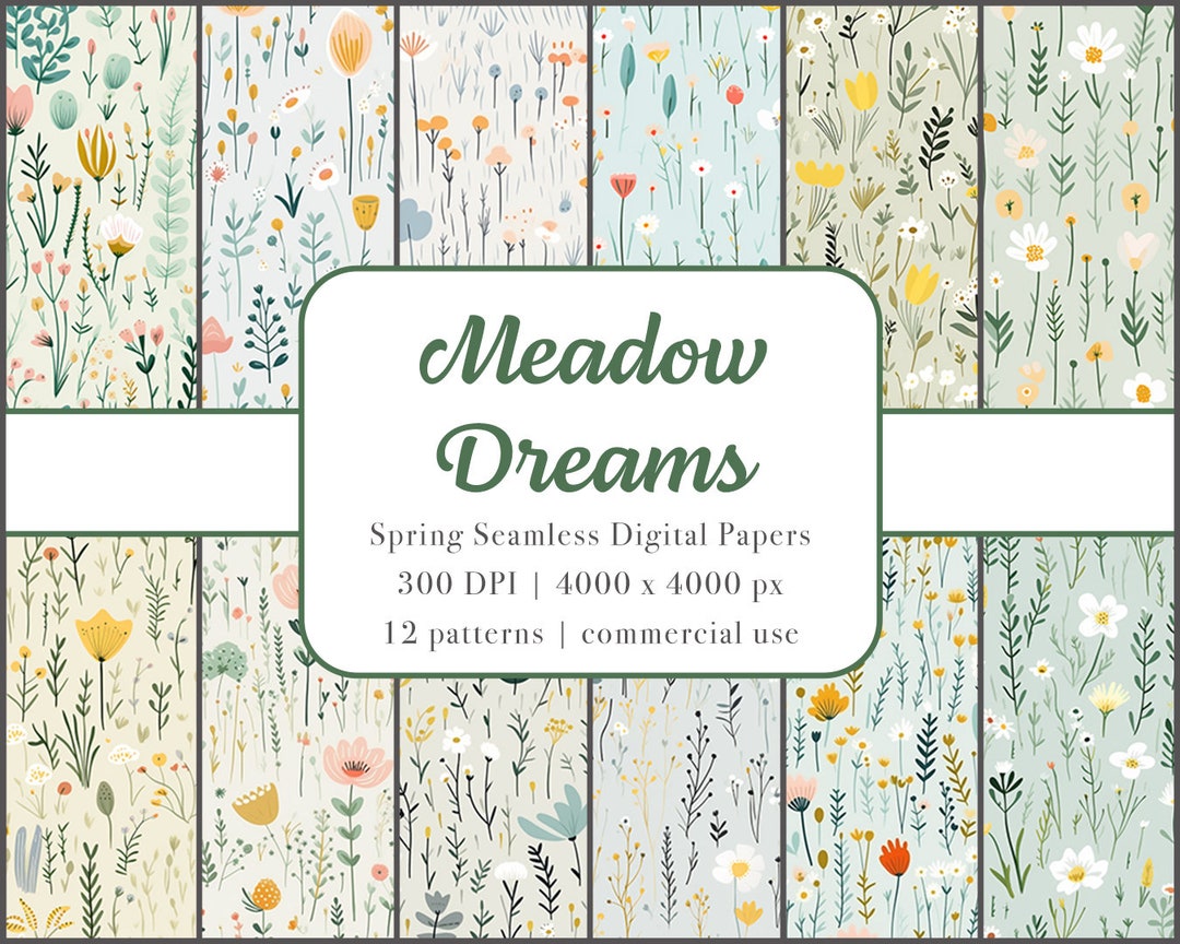 Meadow Dreams | Spring-themed Pattern | Seamless Repeat Pattern ...