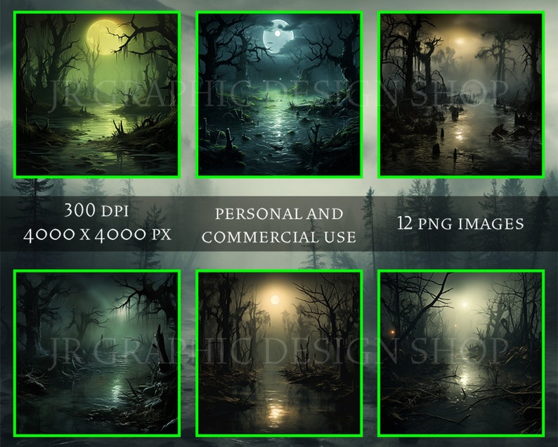 Spooky Swamp | Halloween Backgrounds PNG Bundle | Halloween Wallpapers ...