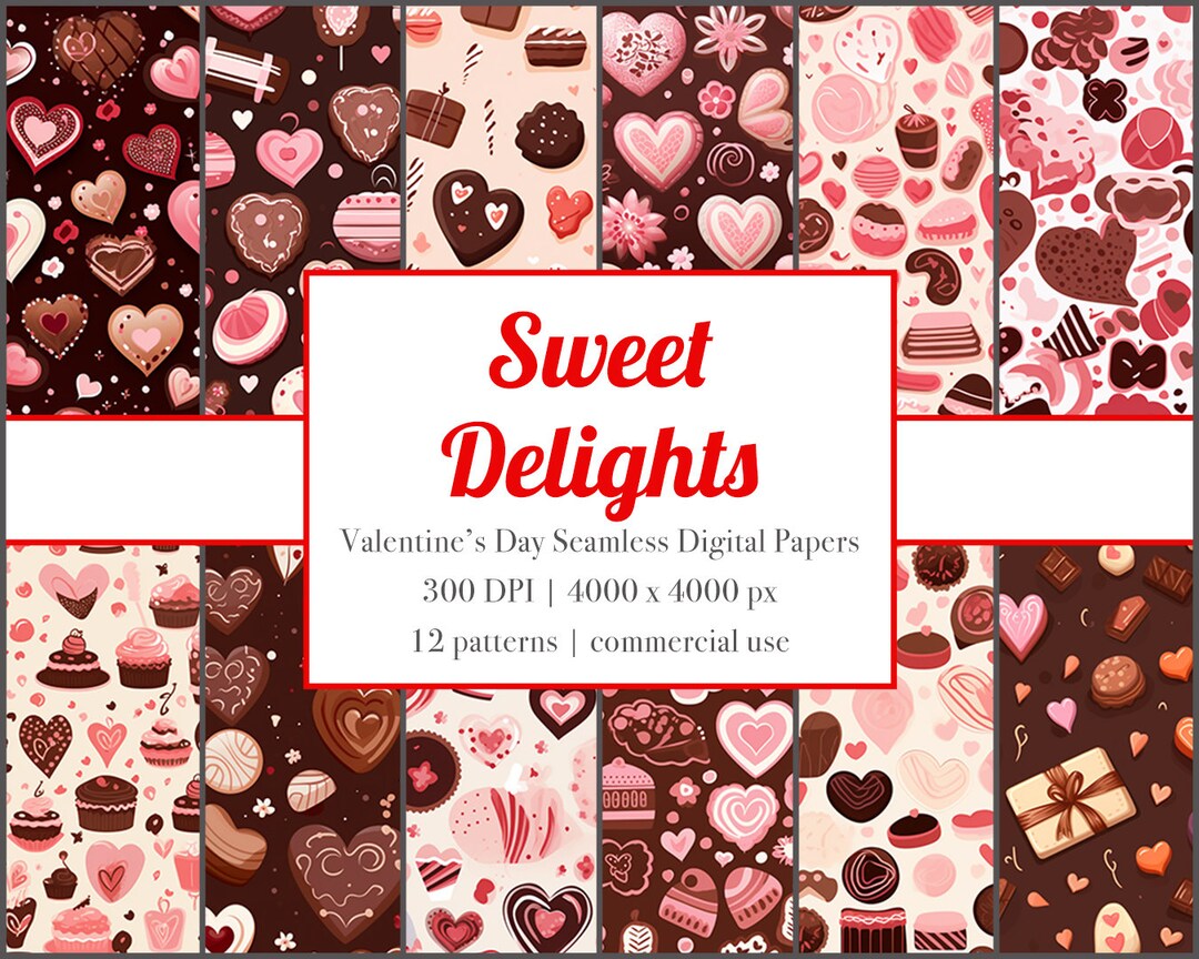 Sweet Delights | Valentines Themed Pattern | Seamless Pattern ...