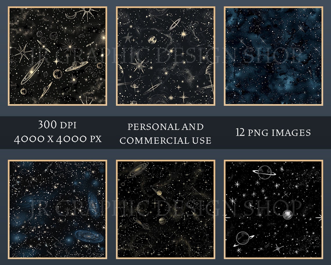 Seamless Cosmic Wonders Textures | Digital Paper | Space & Celestial ...