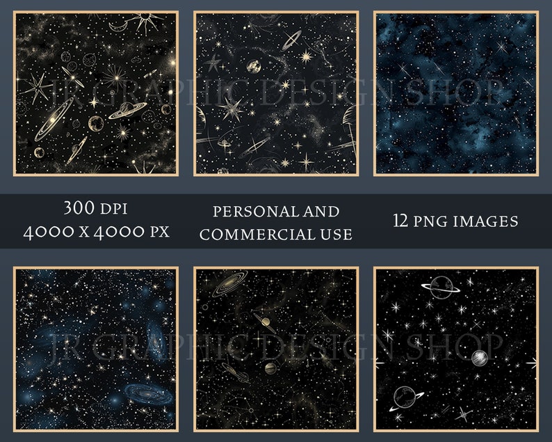 Seamless Cosmic Wonders Textures | Digital Paper | Space & Celestial ...