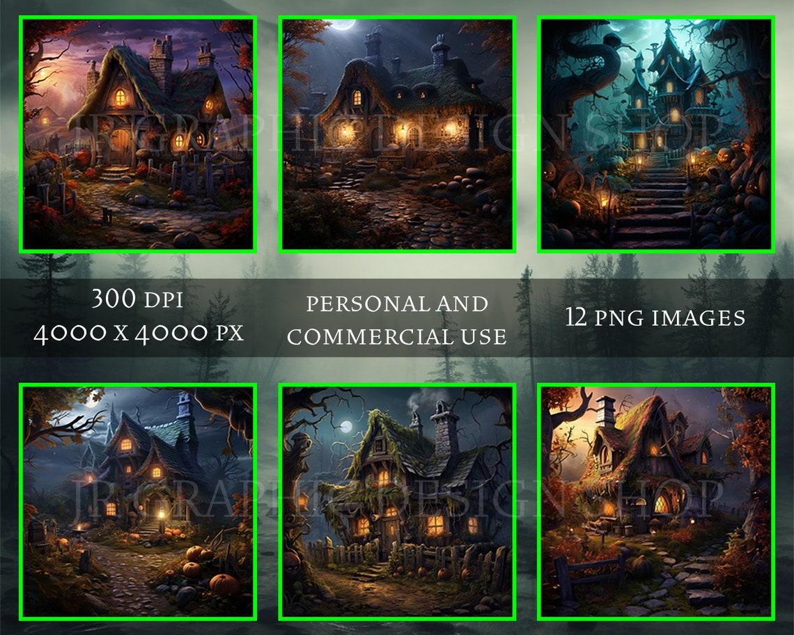 Witch's Lair | Halloween Backgrounds PNG Bundle | Halloween Wallpapers ...