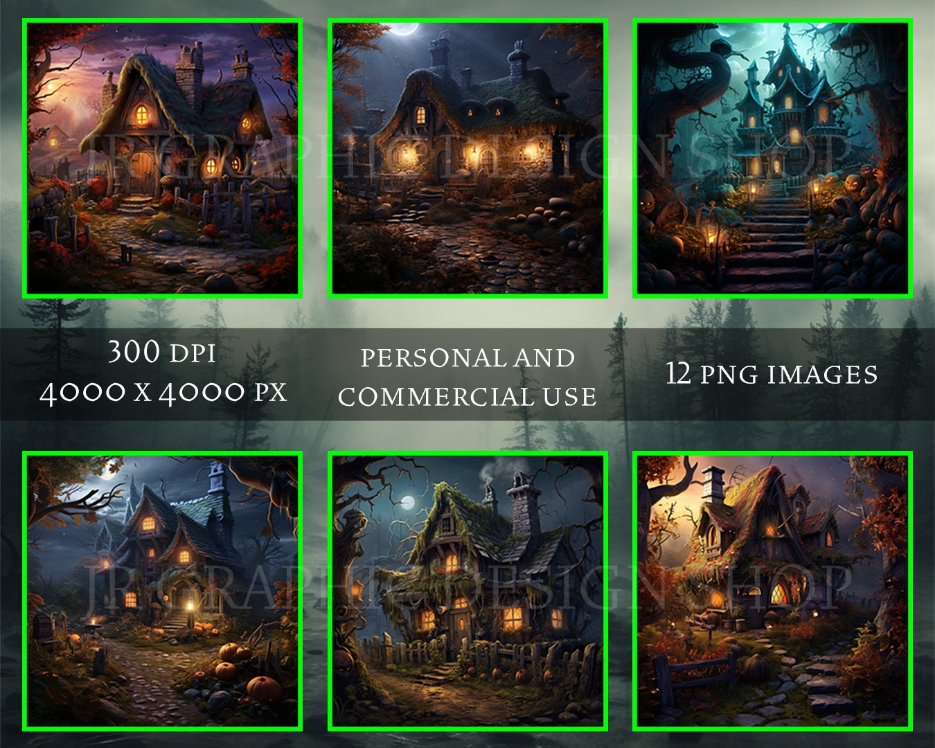 Witch's Lair Halloween Backgrounds PNG Bundle Halloween Wallpapers ...