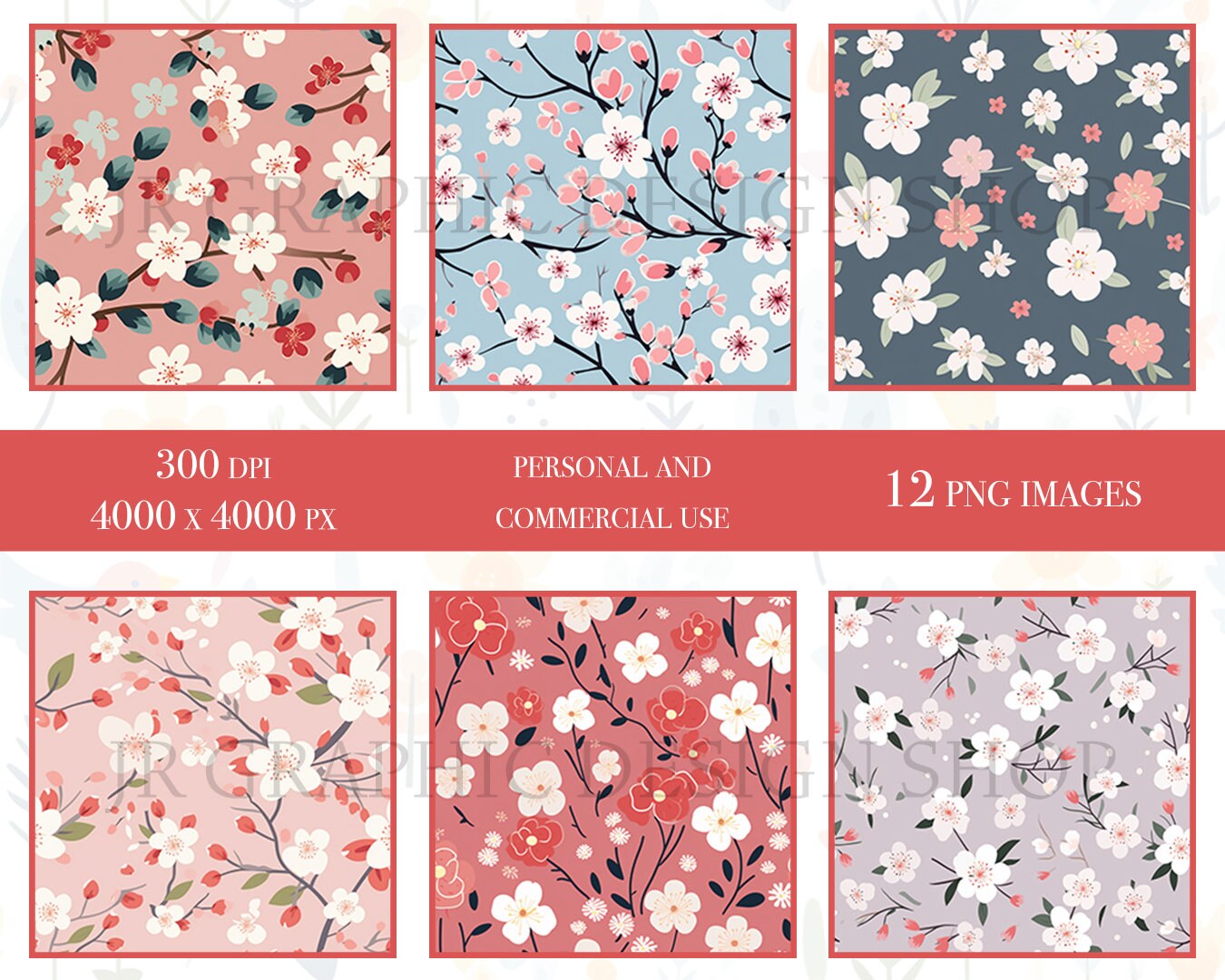 Cherry Blossoms | Spring-themed Pattern | Seamless Repeat Pattern ...