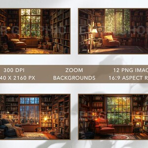 Cozy Home Library Zoom Backgrounds – Library Virtual Backgrounds for ...