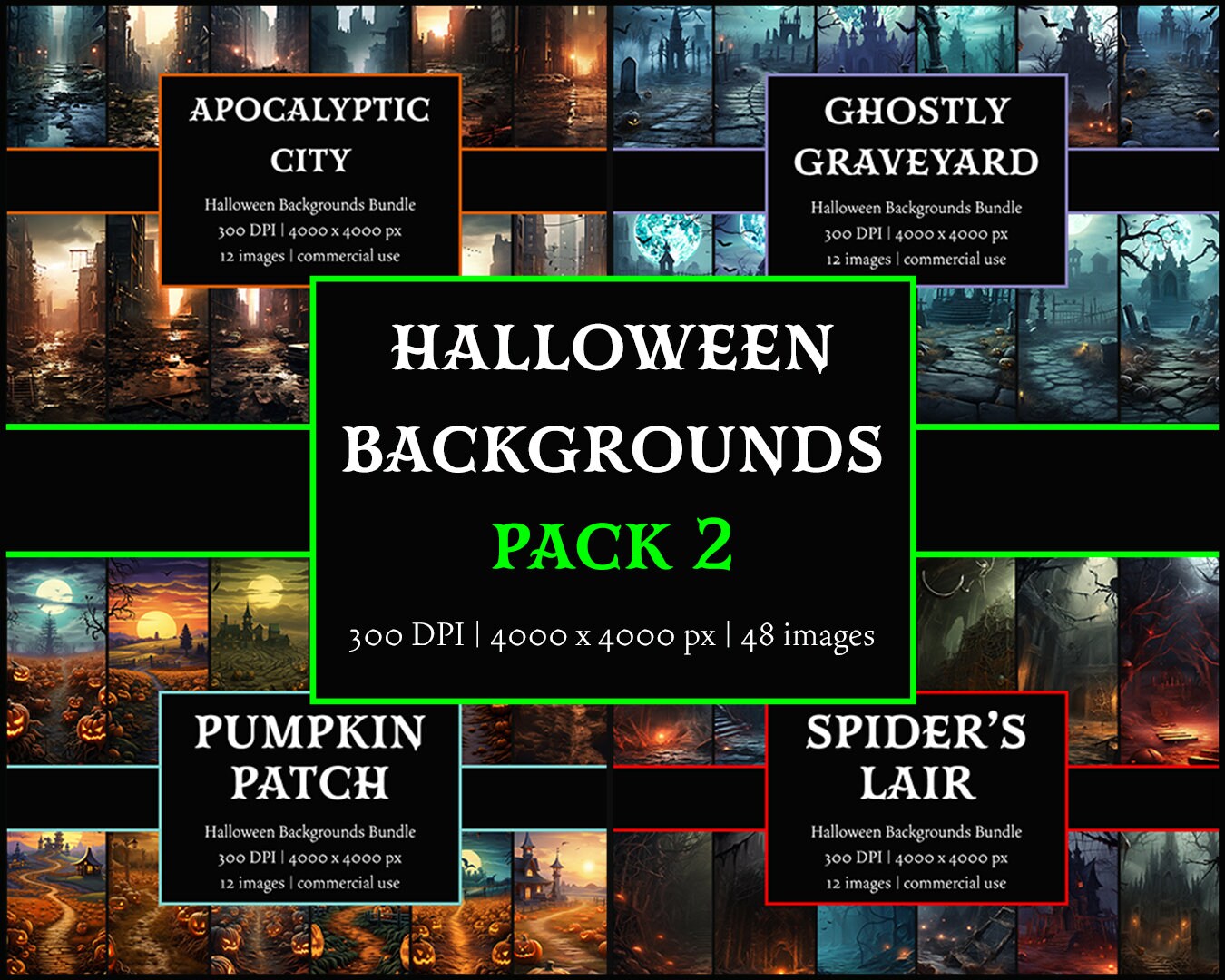 Halloween Backgrounds - Mega Bundle | PNG Bundle | 144 Images ...