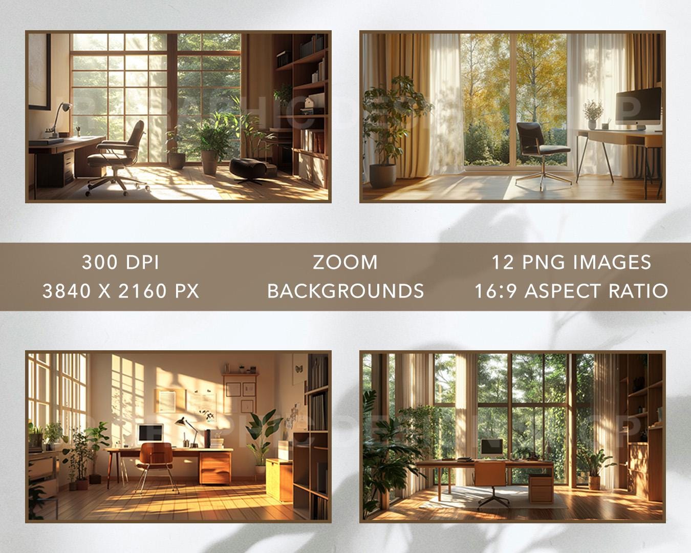 Modern & Cozy Home Office Zoom Backgrounds – Virtual Backgrounds for ...