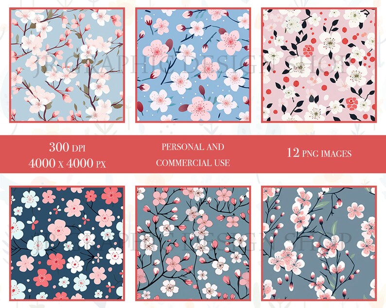 Cherry Blossoms Spring-themed Pattern Seamless Repeat Pattern Spring ...