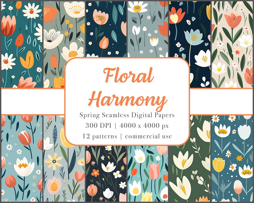 Floral Harmony | Spring-themed Pattern | Seamless Repeat Pattern ...