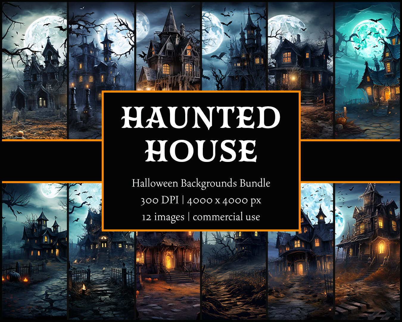 Haunted House | Halloween Backgrounds PNG Bundle | Halloween Wallpapers ...