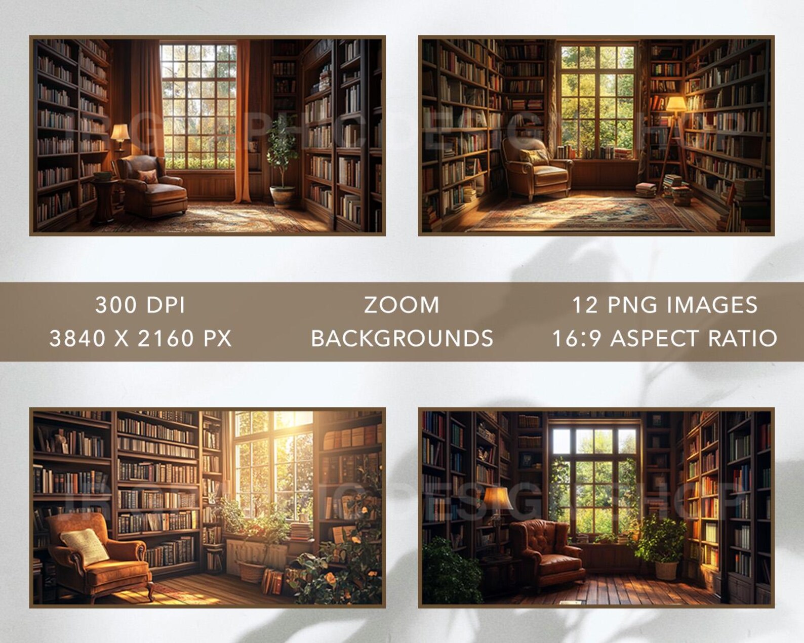Cozy Home Library Zoom Backgrounds – Library Virtual Backgrounds for ...
