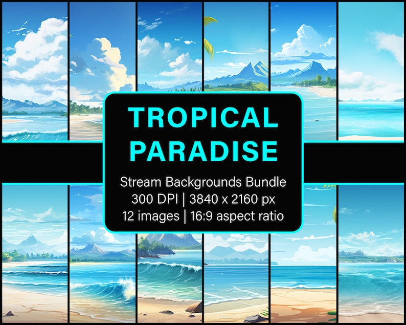 Vtuber Stream Essentials | Tropical Paradise Virtual Background ...
