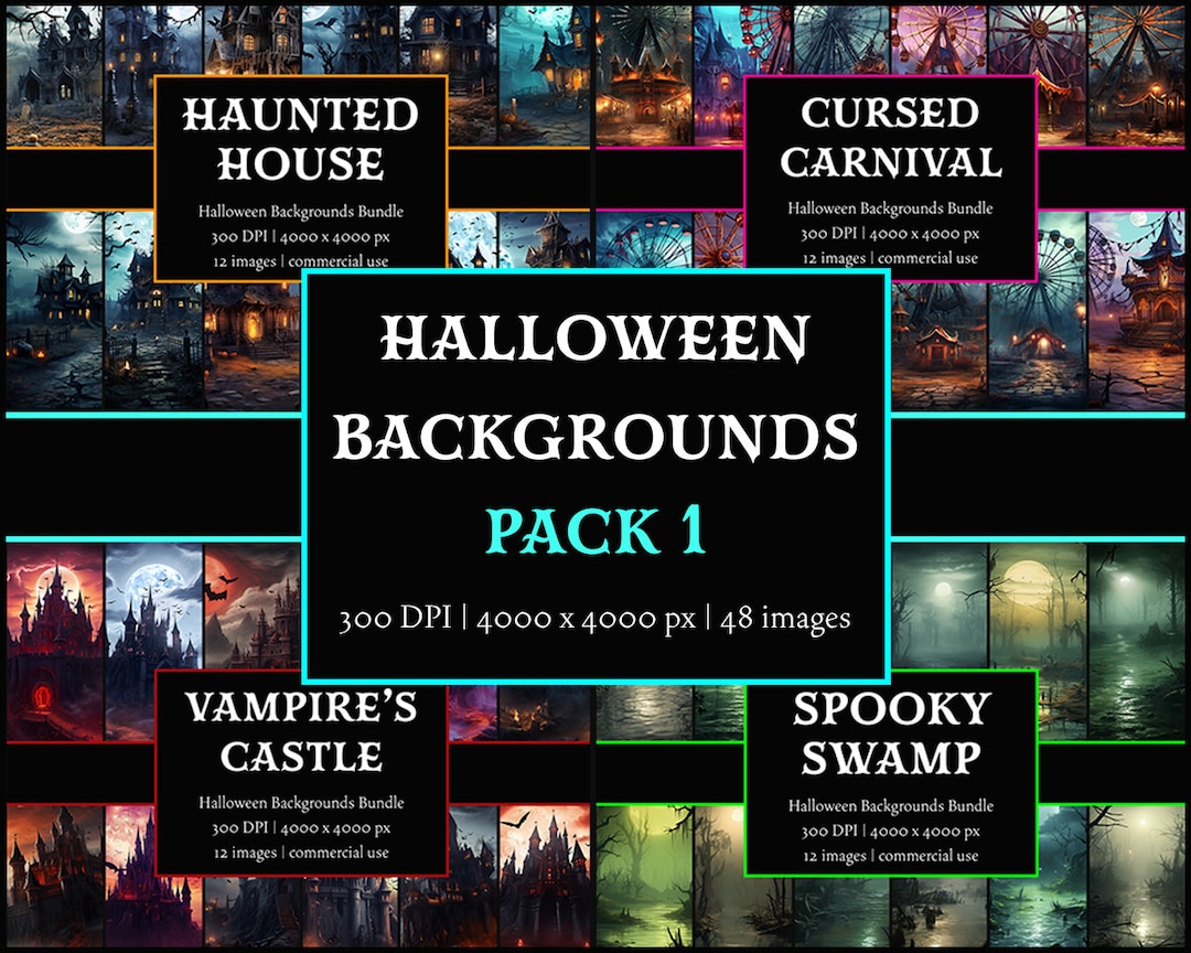 Halloween Backgrounds Pack 1 | Pack of Four PNG Bundle | 48 Images ...