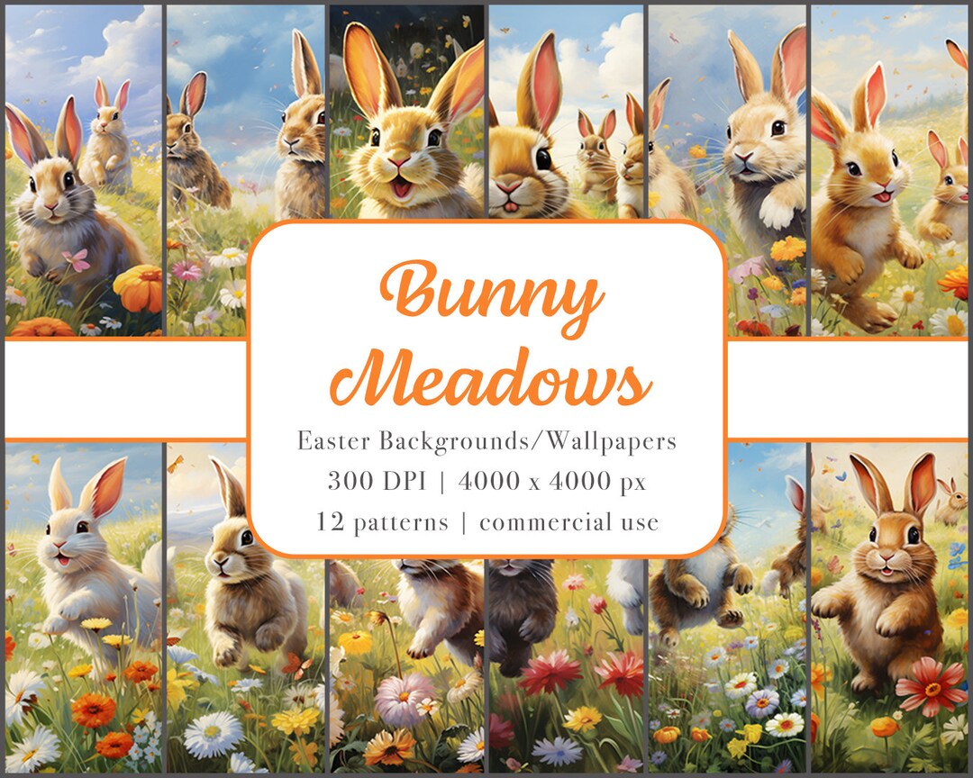 Bunny Meadows | Spring/easter Backgrounds PNG Bundle | Spring/easter ...