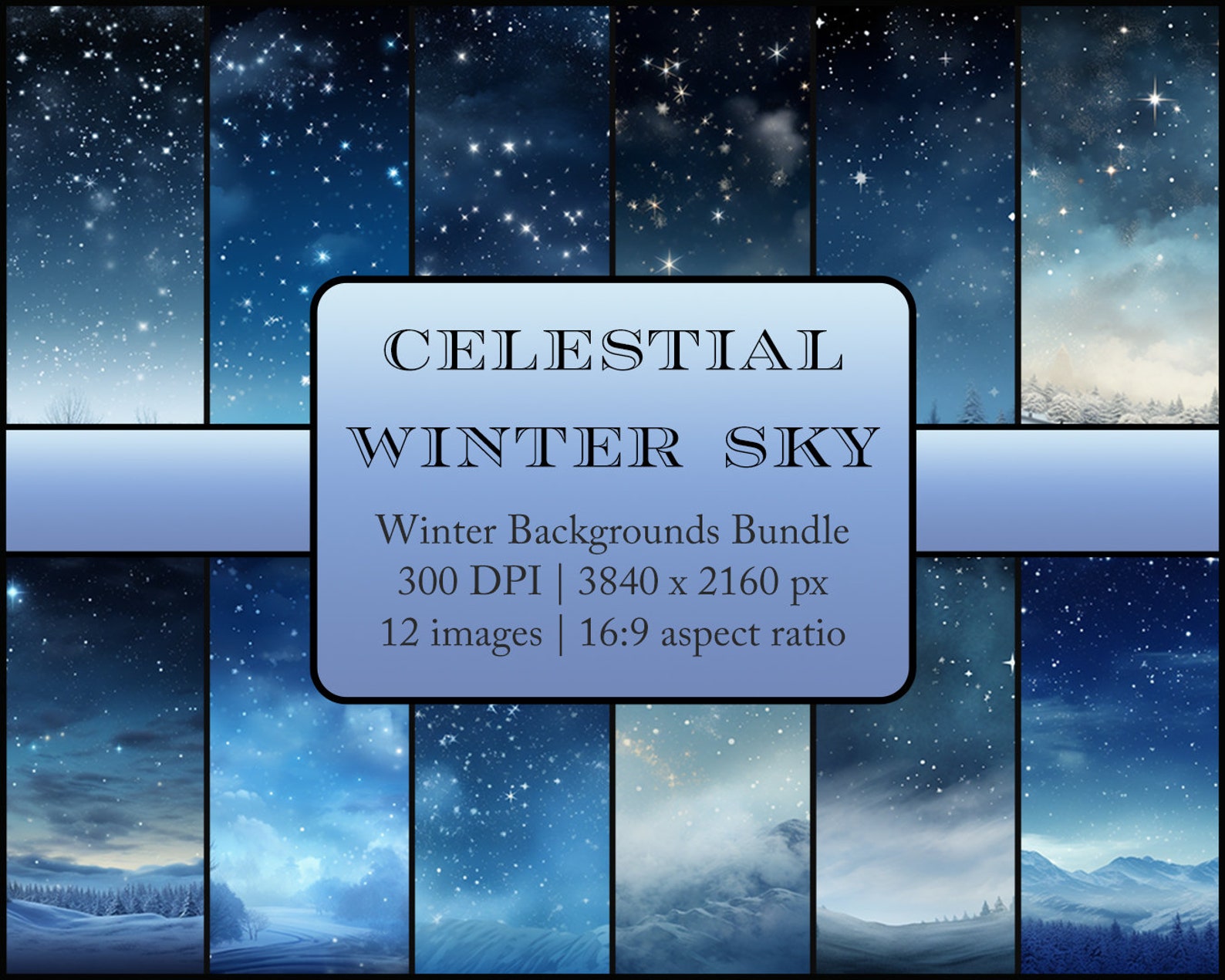 Celestial Winter Sky | Winter Backgrounds PNG Bundle | Winter ...