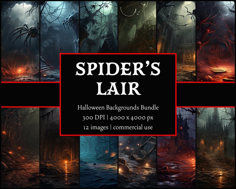 Spider's Lair | Halloween Backgrounds PNG Bundle | Halloween Wallpapers ...
