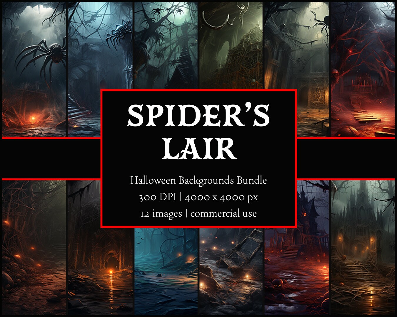 Spider's Lair | Halloween Backgrounds PNG Bundle | Halloween Wallpapers ...
