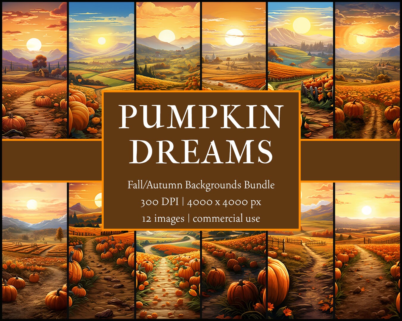 Pumpkin Dreams | Fall/autumn Backgrounds PNG Bundle | Fall/autumn ...