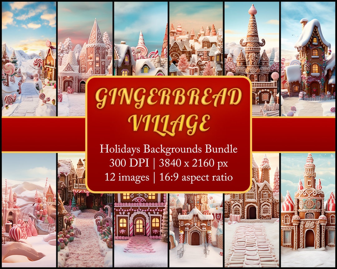 Gingerbread Village | Christmas/holiday Backgrounds PNG Bundle ...