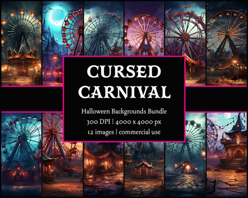 Cursed Carnival | Halloween Backgrounds PNG Bundle | Halloween ...