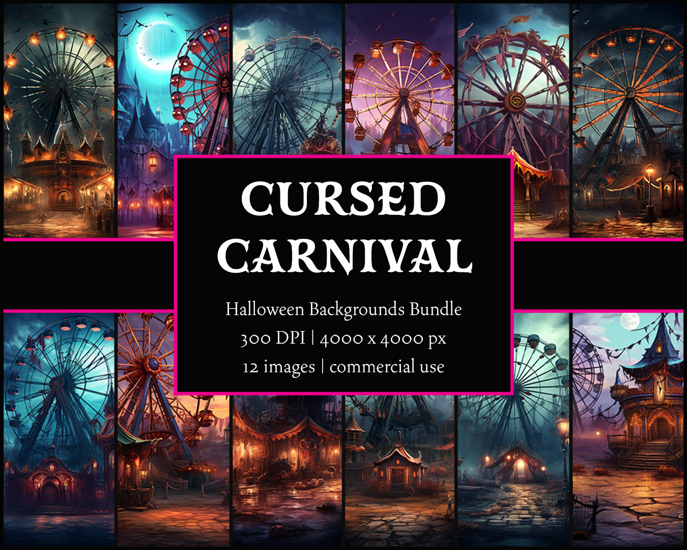 Cursed Carnival | Halloween Backgrounds PNG Bundle | Halloween ...