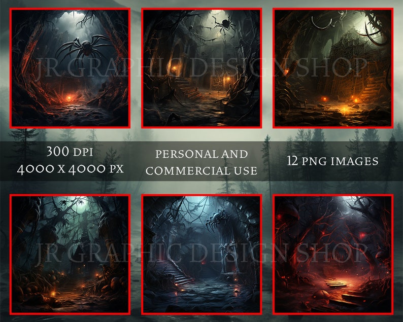 Spider's Lair | Halloween Backgrounds PNG Bundle | Halloween Wallpapers ...