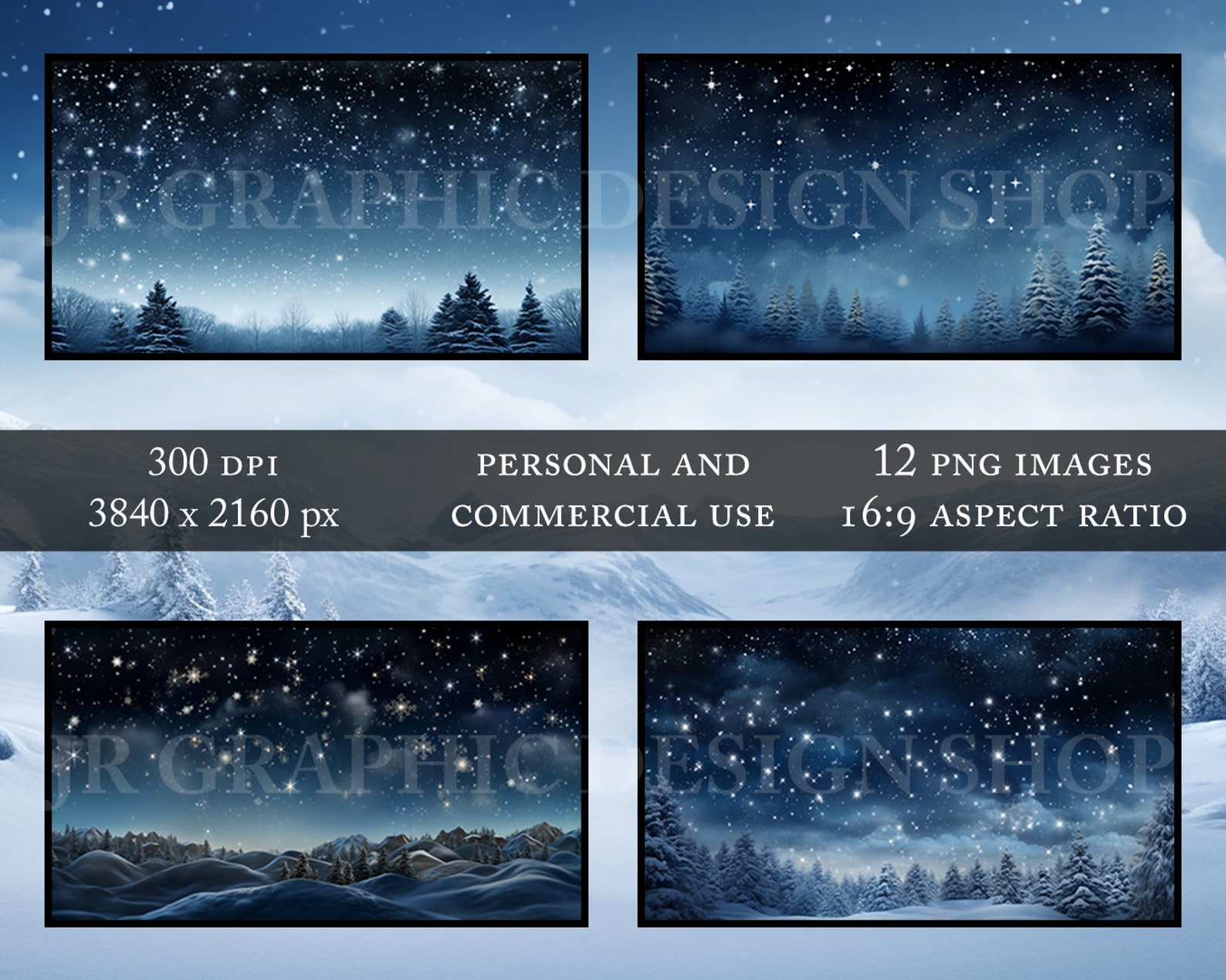 Celestial Winter Sky | Winter Backgrounds PNG Bundle | Winter ...