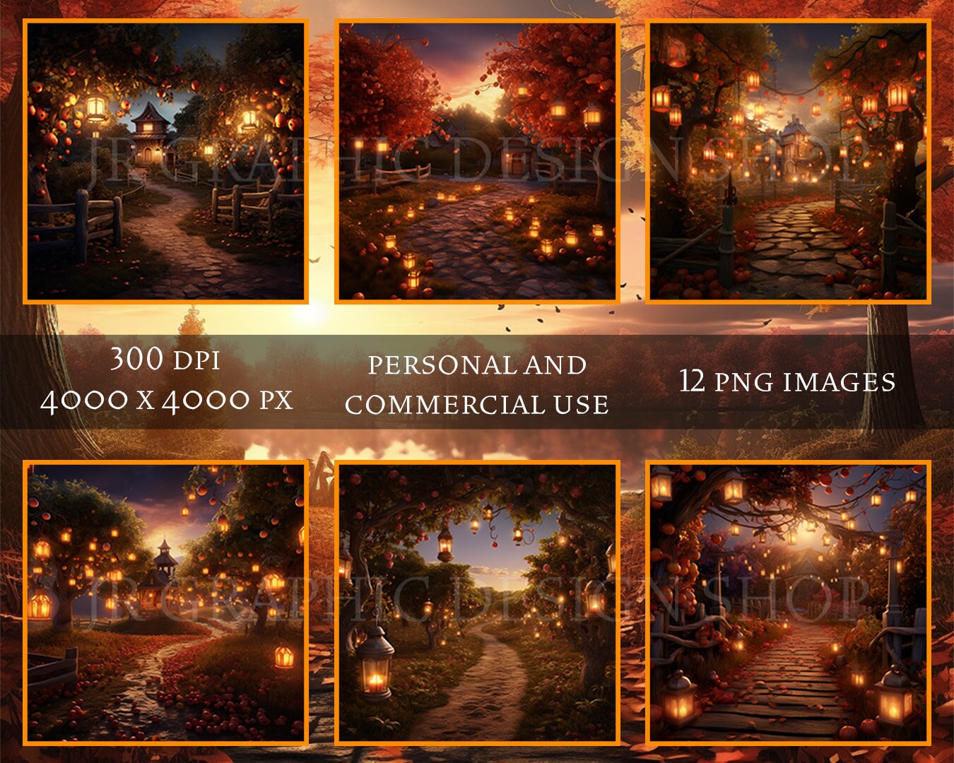 Enchanted Orchard | Fall/autumn Backgrounds PNG Bundle | Fall/autumn ...