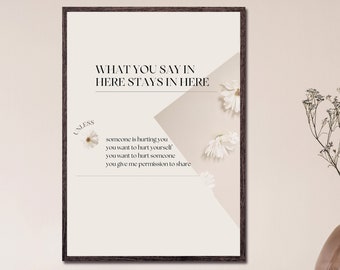 Confidentiality Sign Printable, What You Say in Here, Therapist Office ...