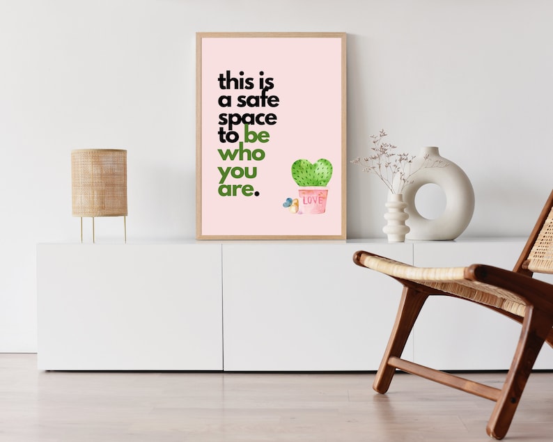 Safe Space Printable Sign, Mental Health Wall Art, Therapy Office Décor ...
